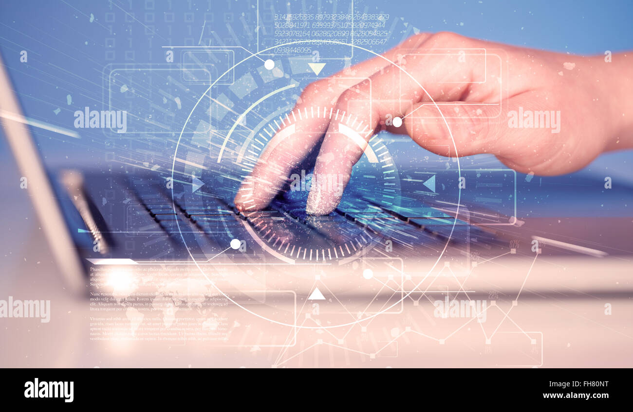 Keyboard with high tech user interface graphic Stock Photo - Alamy