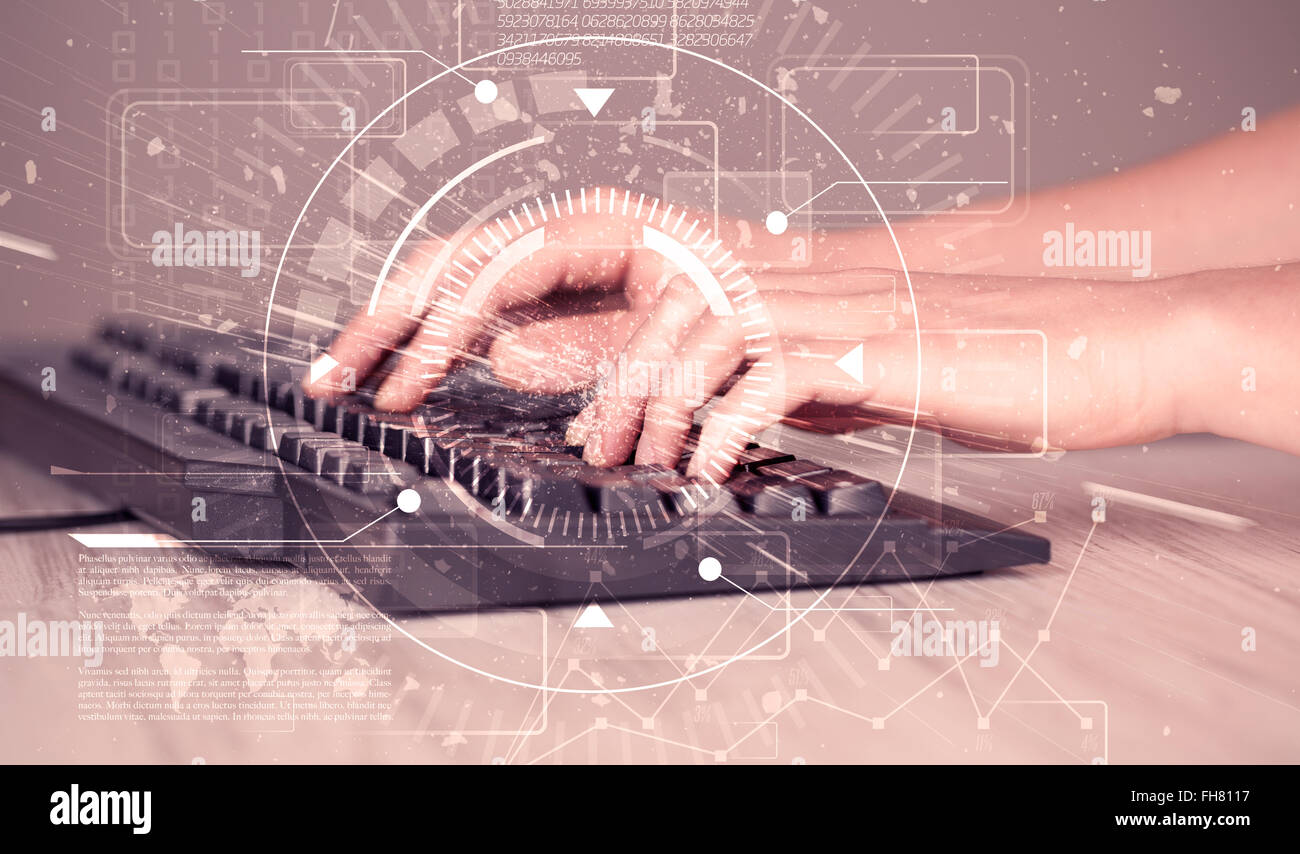 Keyboard with high tech user interface graphic Stock Photo - Alamy