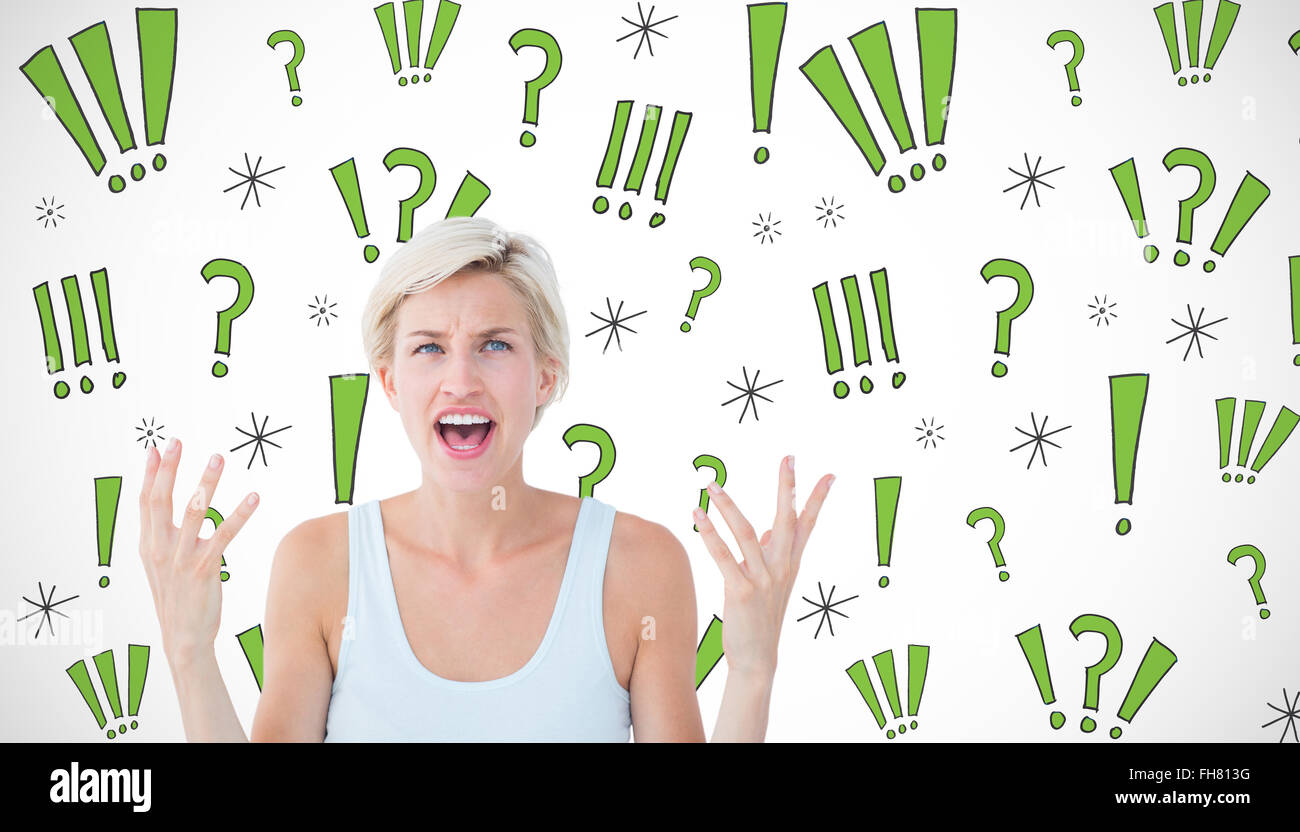 Angry blonde woman gesturing hands hi-res stock photography and images ...