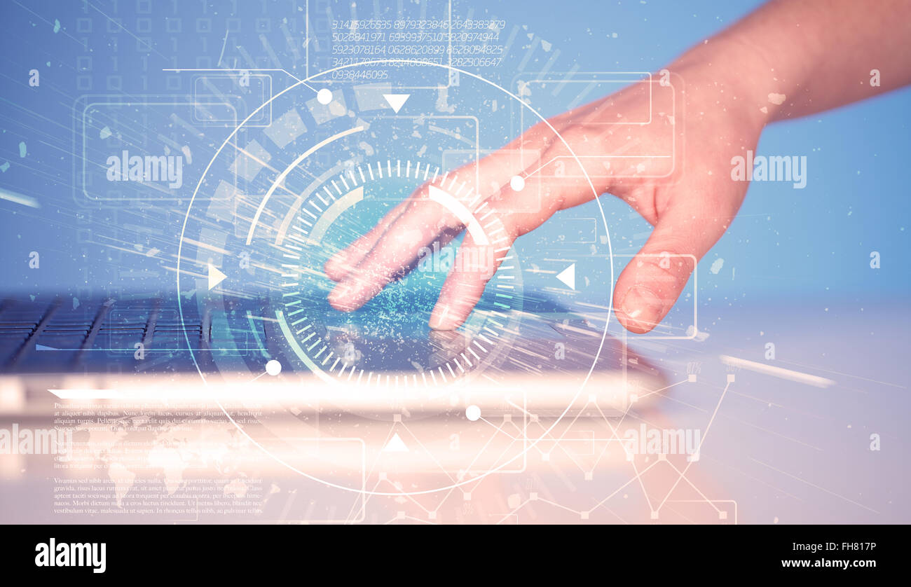 Keyboard with high tech user interface graphic Stock Photo - Alamy