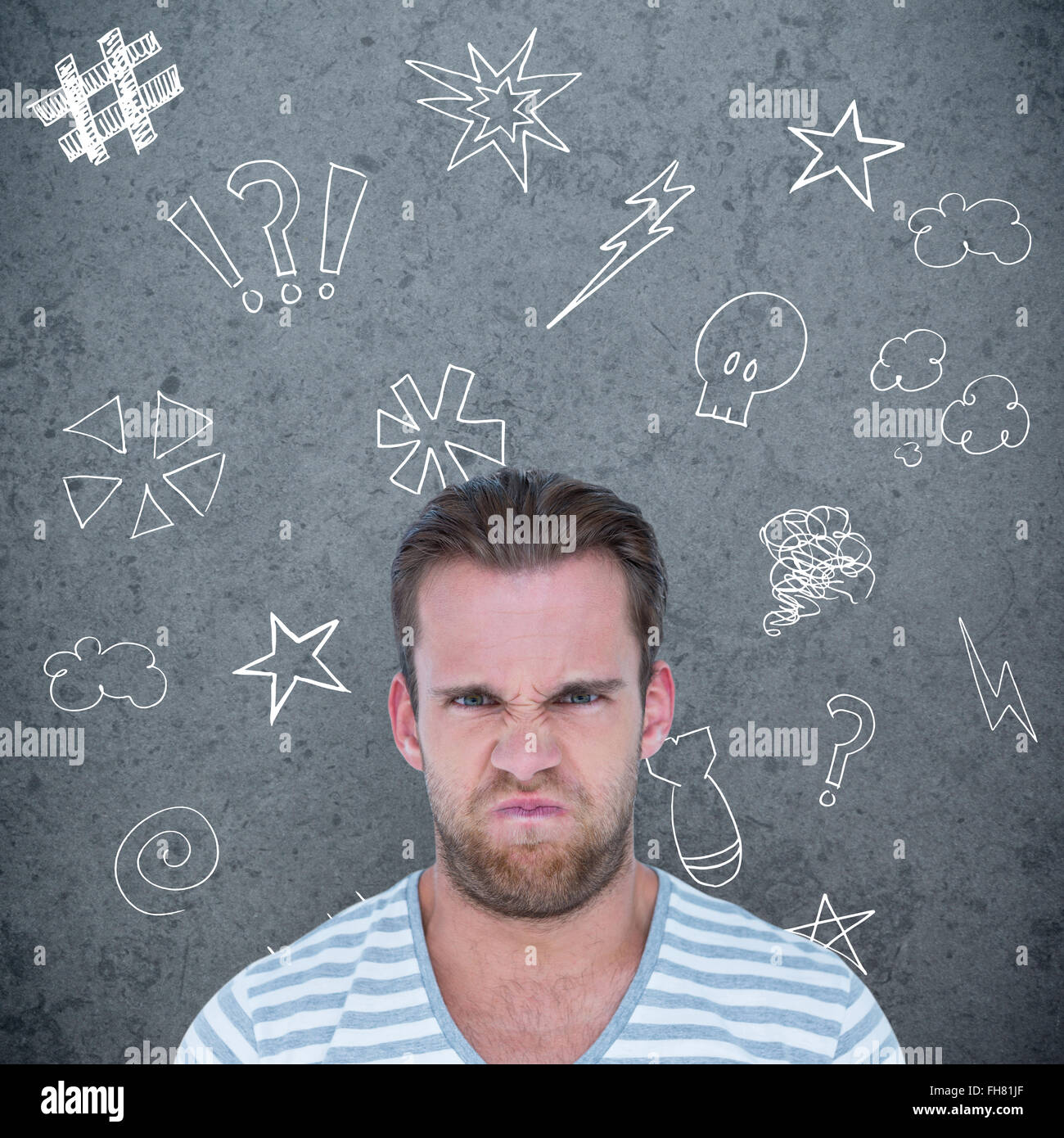 Composite image of angry man over white background Stock Photo - Alamy