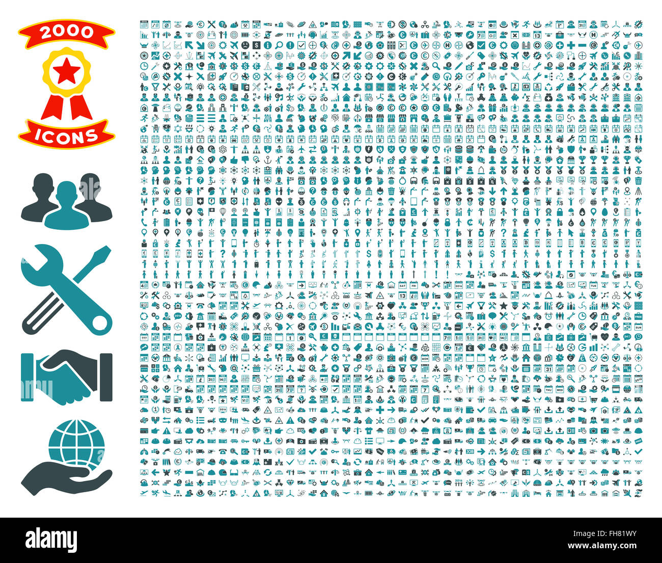 Collection Of 2000 Flat Vector Icons Stock Photo - Alamy