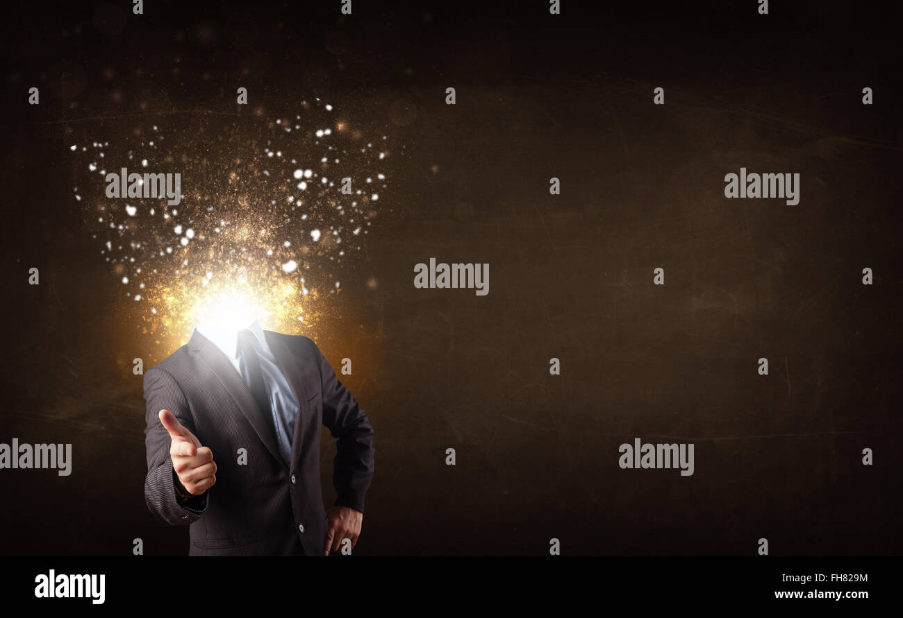 Business man with glowing exploding head Stock Photo - Alamy