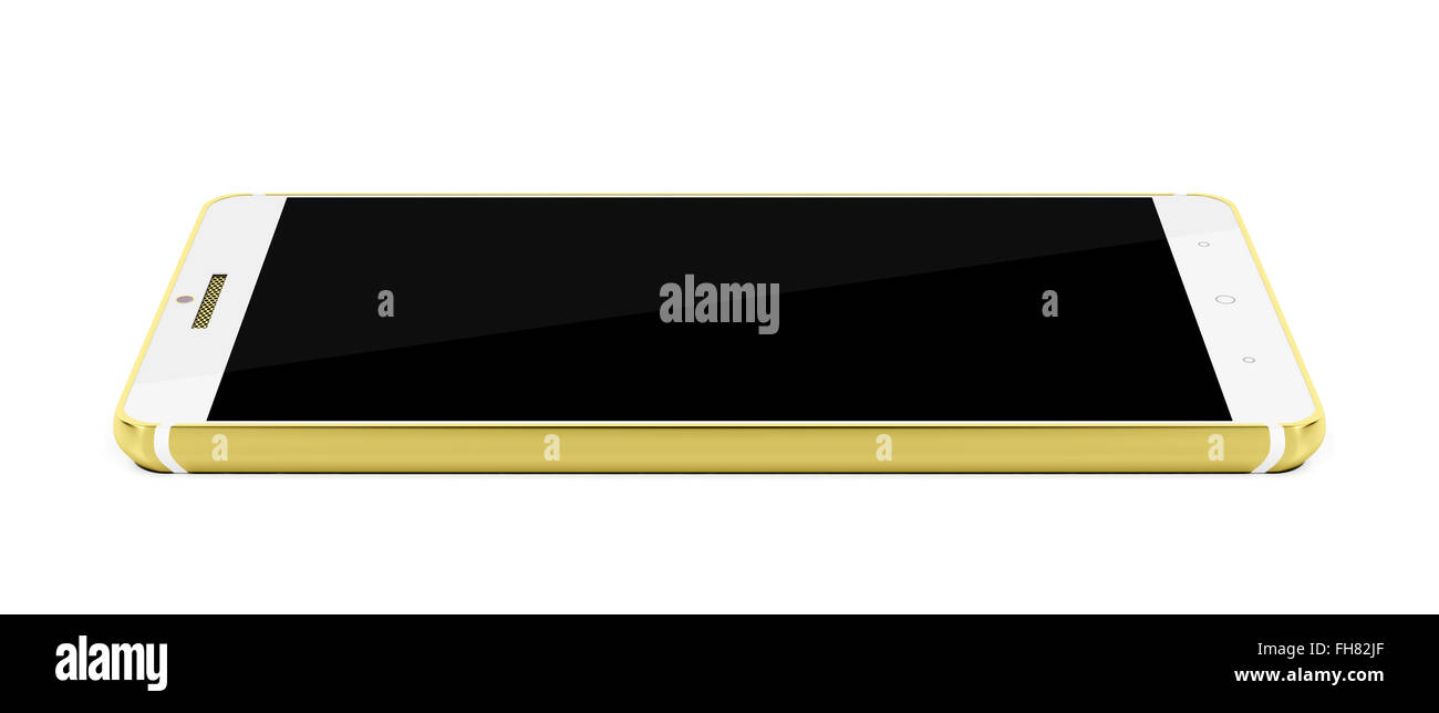 Modern white and gold colored smartphone on white background Stock ...