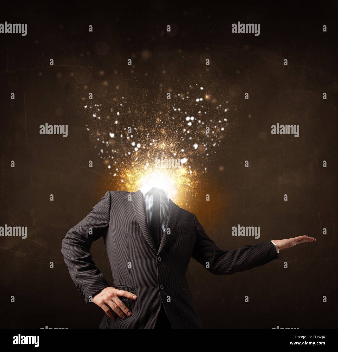 Business man with glowing exploding head Stock Photo - Alamy