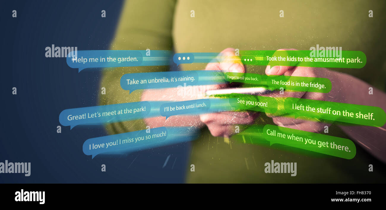 Young woman writing messages with smartphone Stock Photo - Alamy