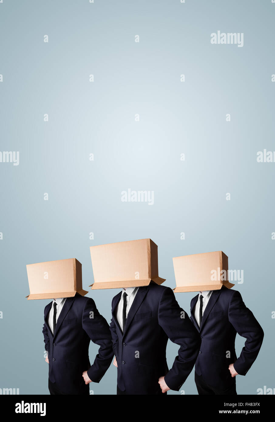 People gesturing with empty box on their head Stock Photo - Alamy