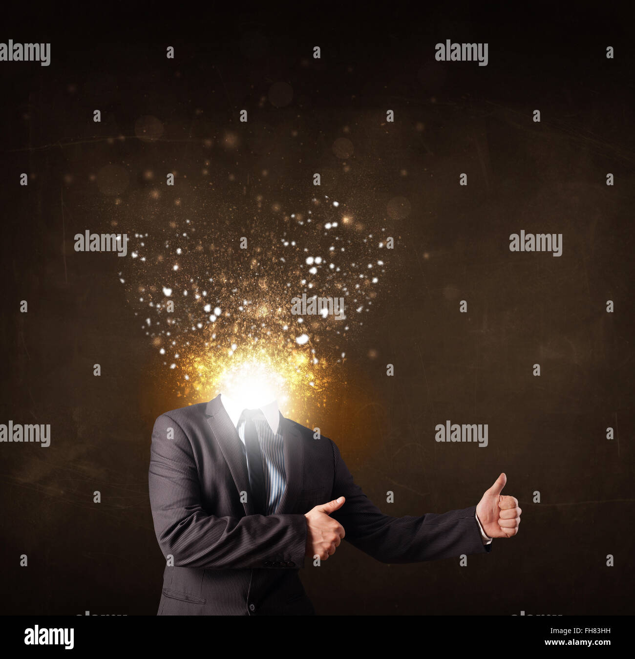 Business man with glowing exploding head Stock Photo - Alamy
