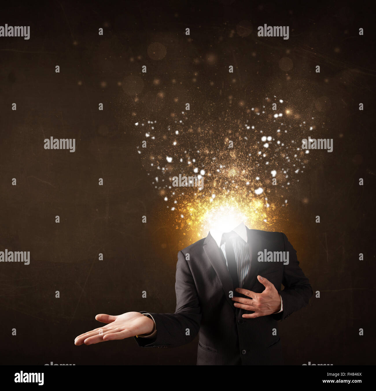 Business man with glowing exploding head Stock Photo - Alamy