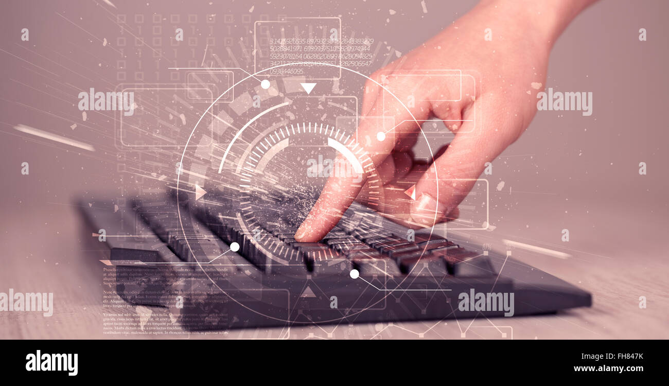 Keyboard with high tech user interface graphic Stock Photo - Alamy