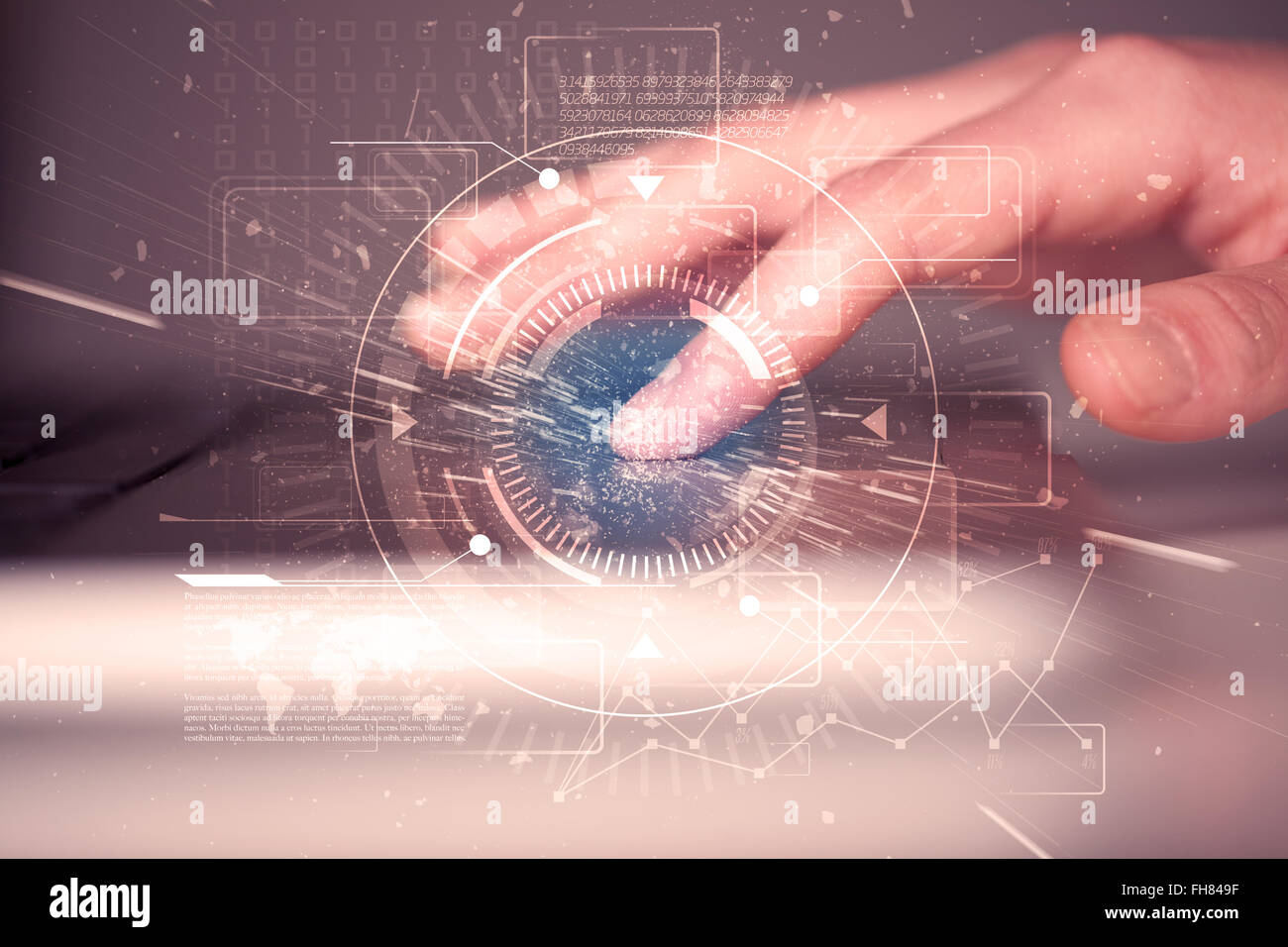 Keyboard with high tech user interface graphic Stock Photo - Alamy