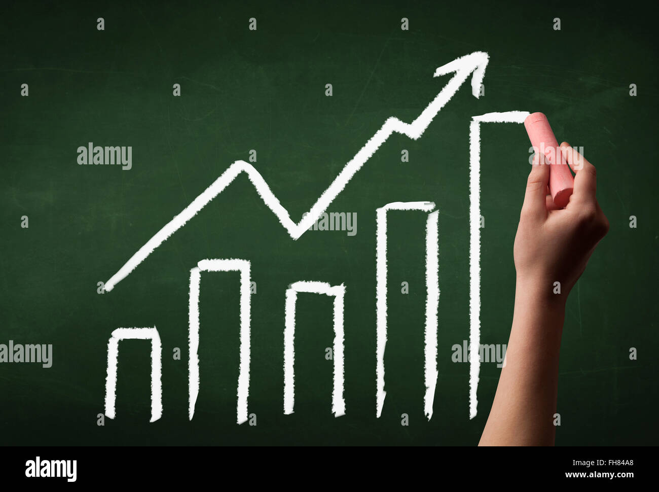 Hand drawing graph on blackboard Stock Photo - Alamy