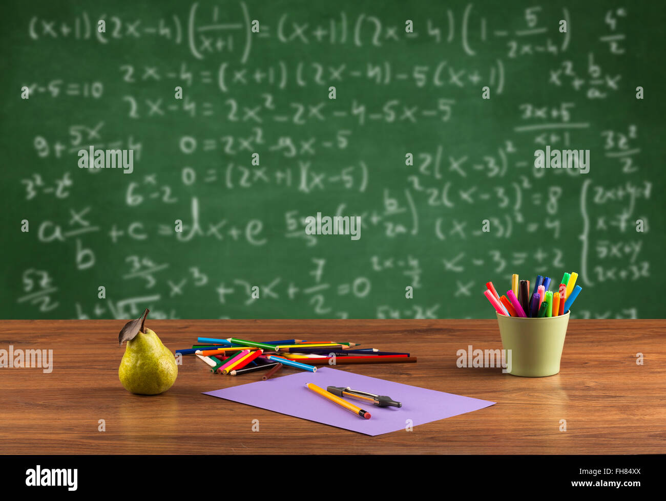 Math class from student school desk Stock Photo - Alamy