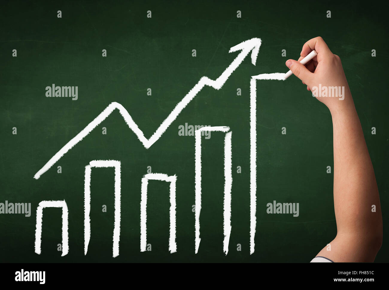 Hand drawing graph on blackboard Stock Photo - Alamy