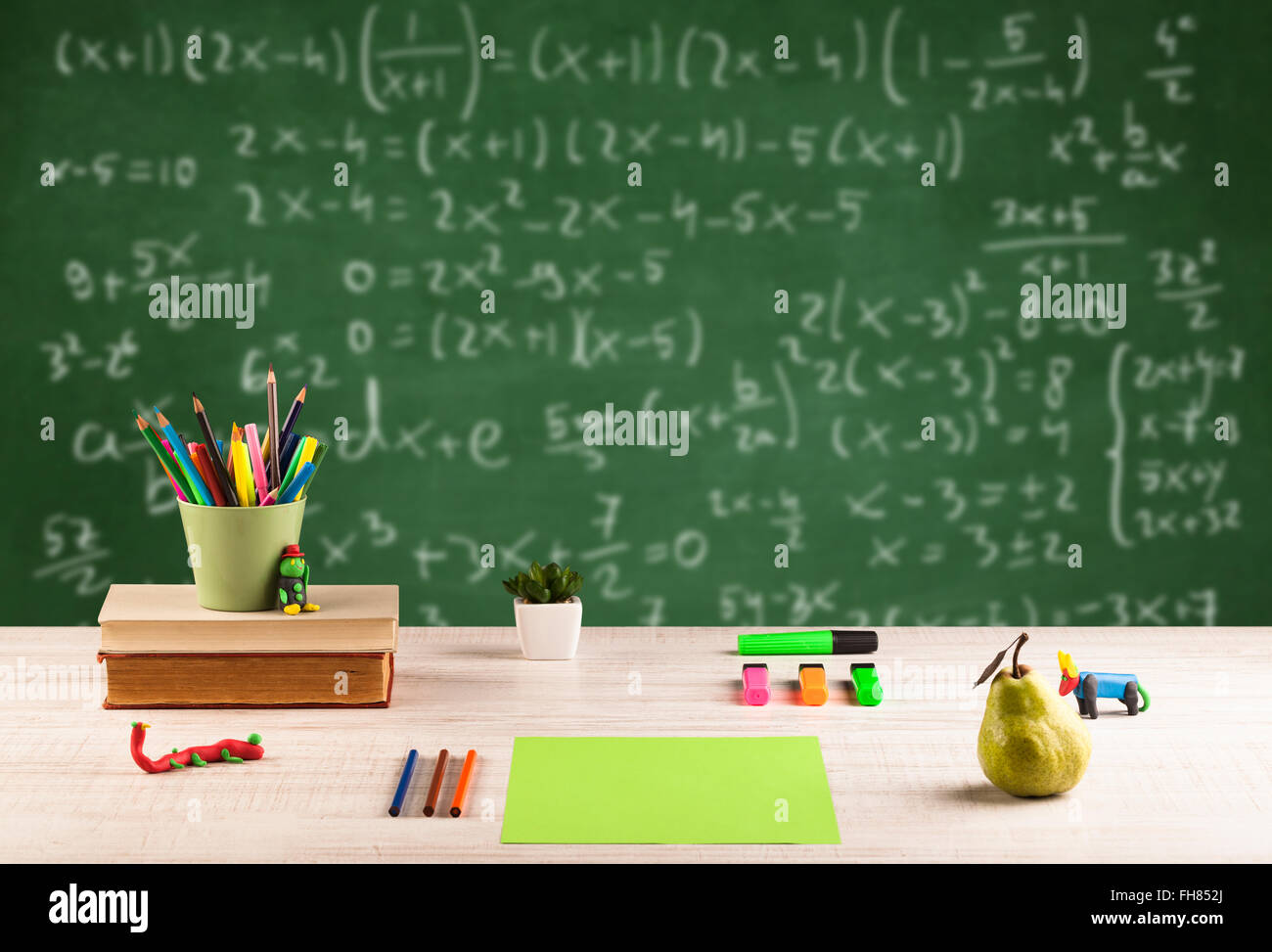 Math class from student school desk Stock Photo - Alamy