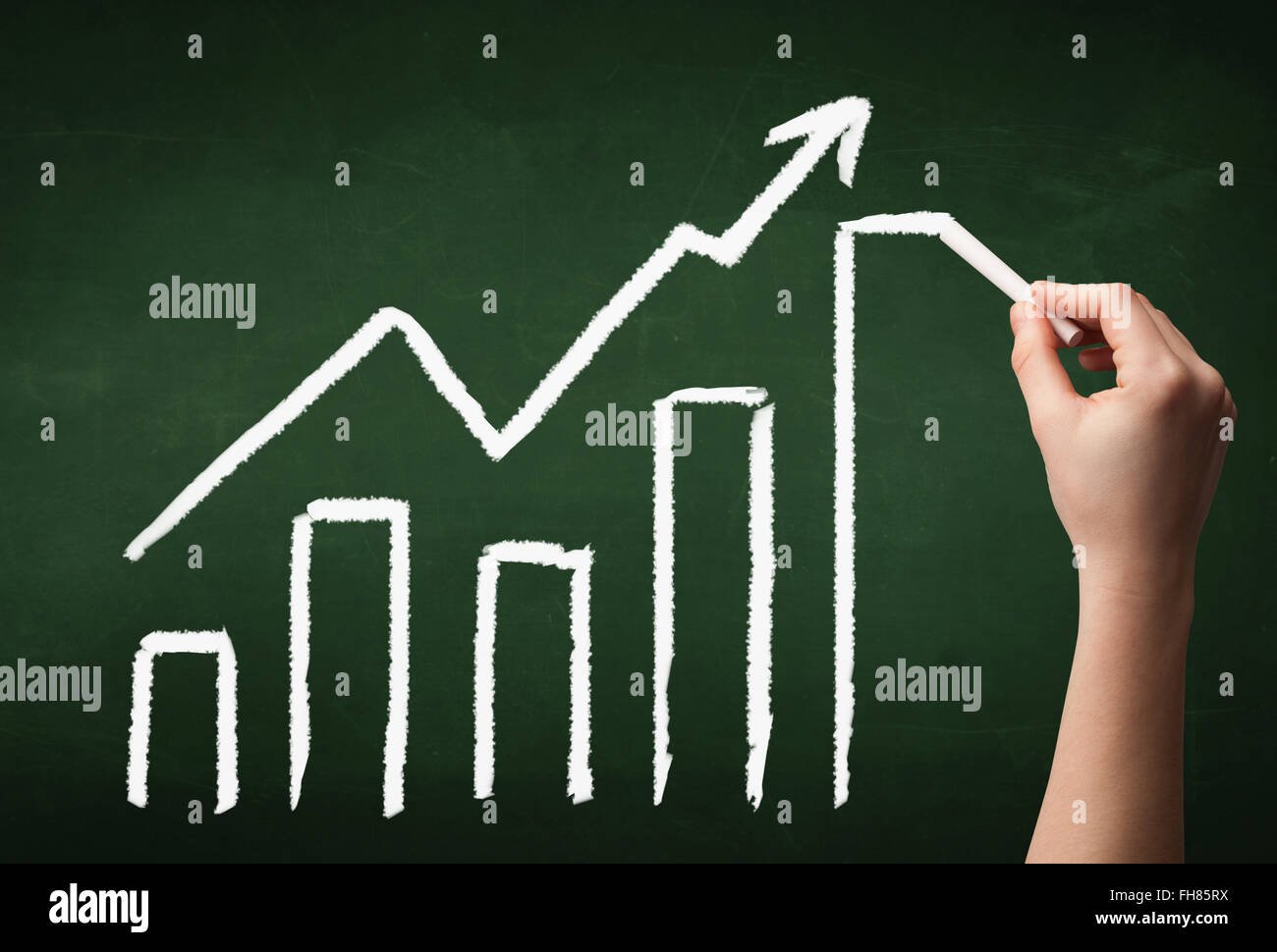Hand drawing graph on blackboard Stock Photo - Alamy