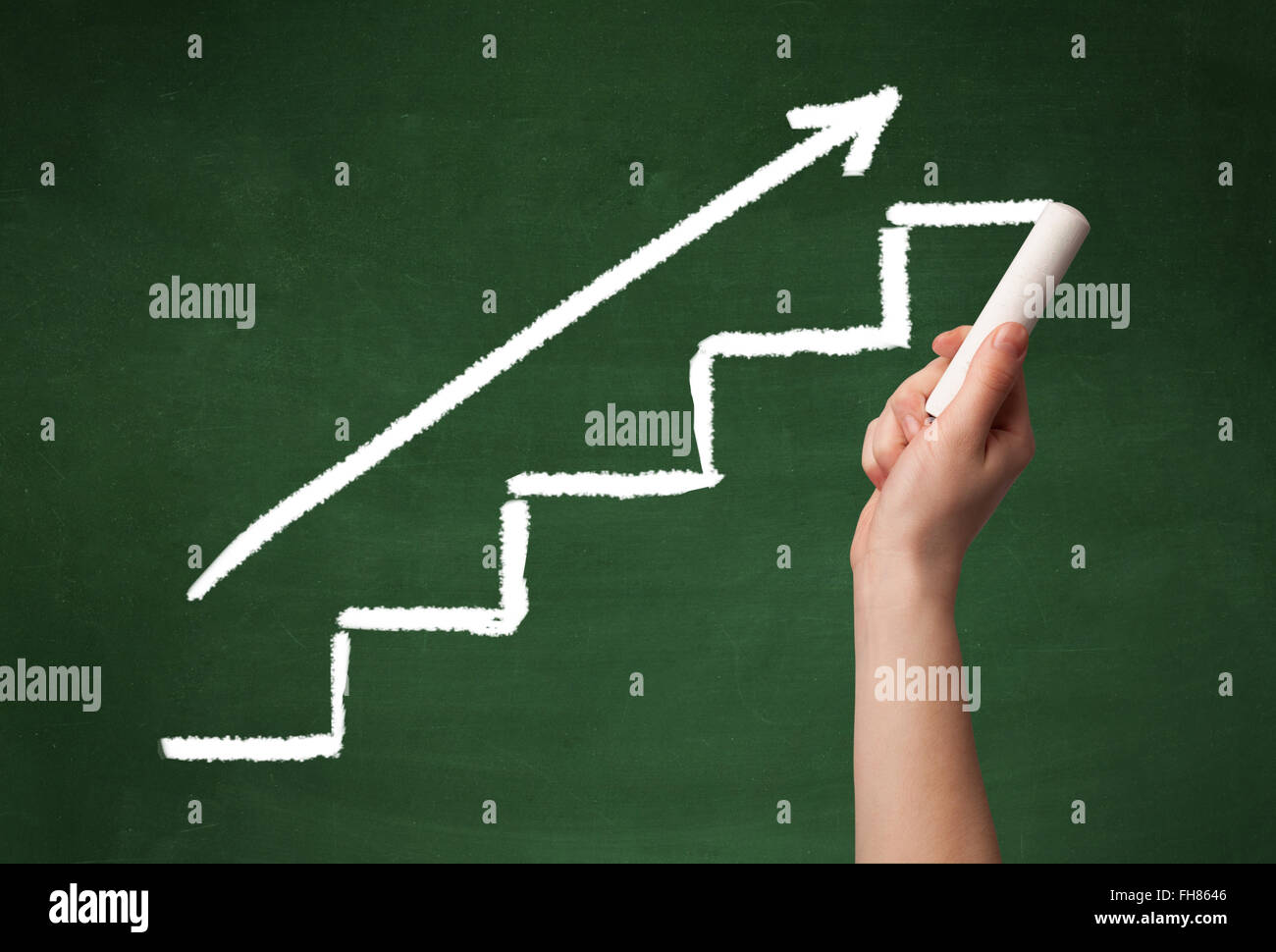Hand drawing steps on blackboard Stock Photo - Alamy