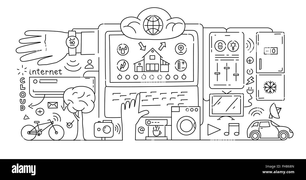 Line style design concept of internet of things data technology ...