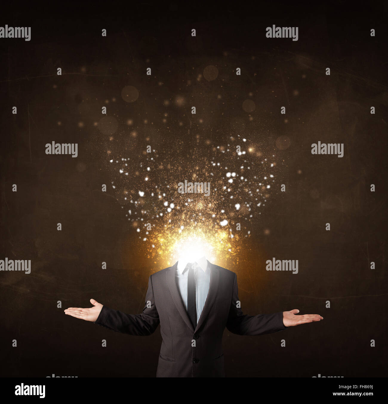 Business man with glowing exploding head Stock Photo - Alamy