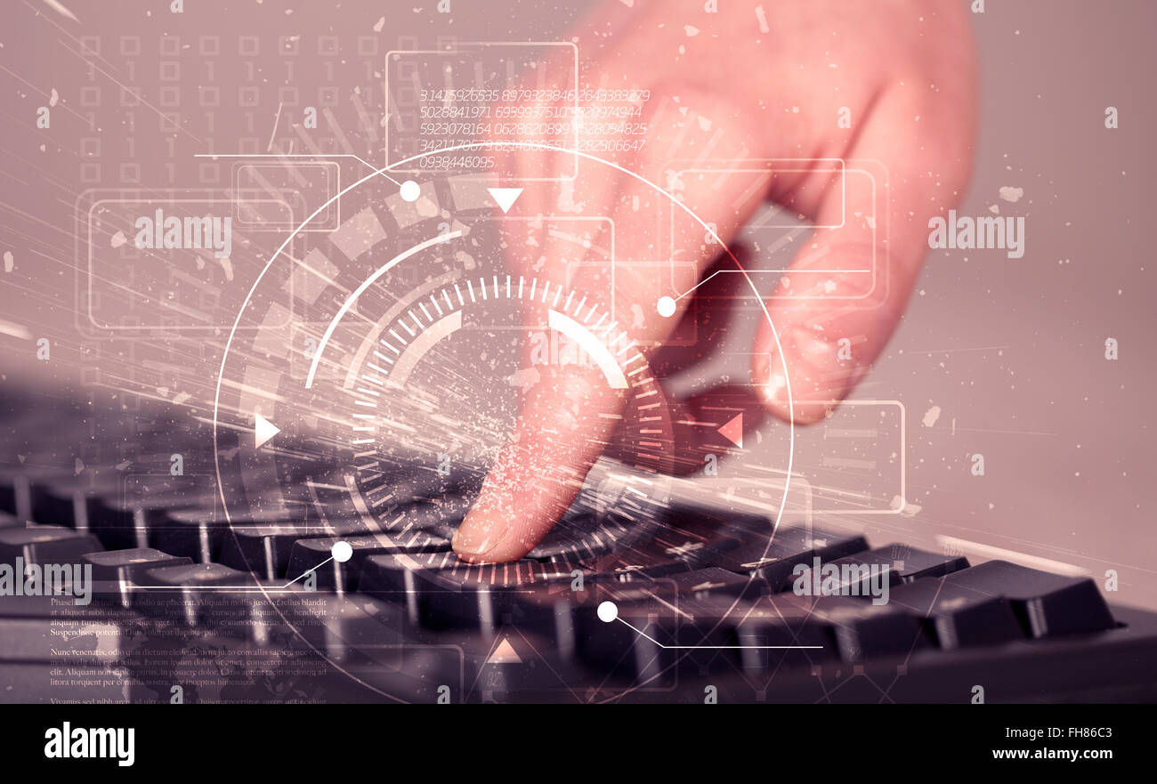 Keyboard with high tech user interface graphic Stock Photo - Alamy