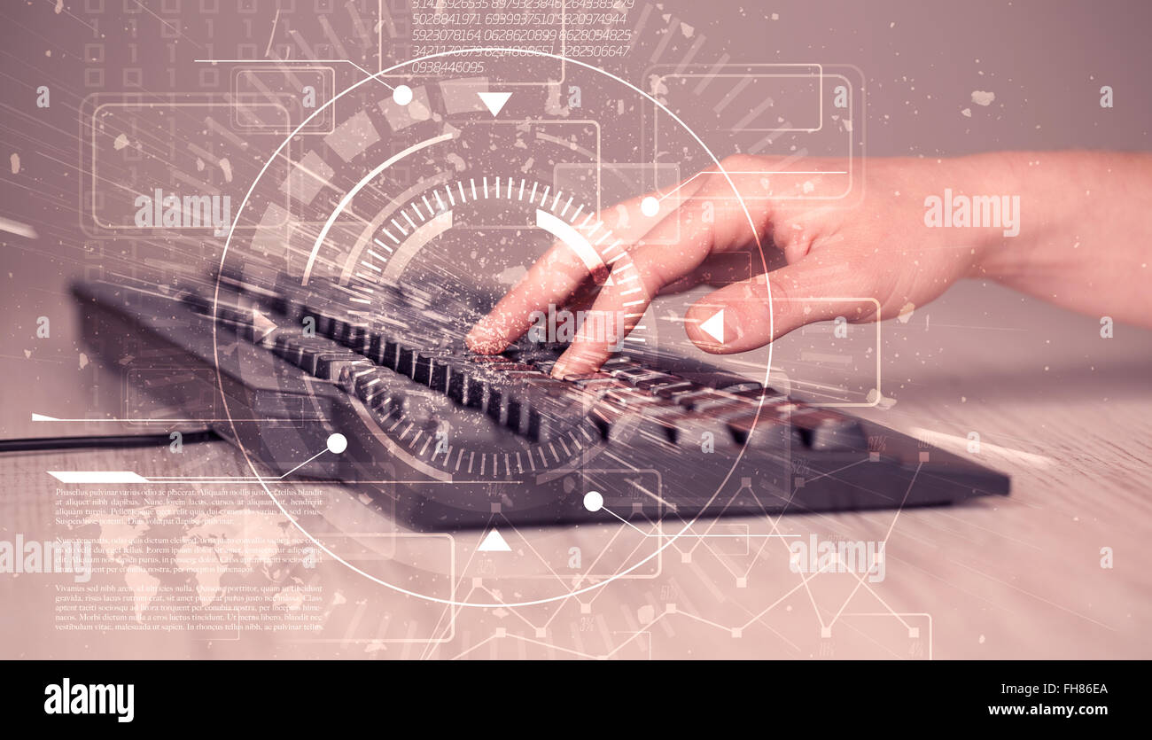 Keyboard with high tech user interface graphic Stock Photo - Alamy
