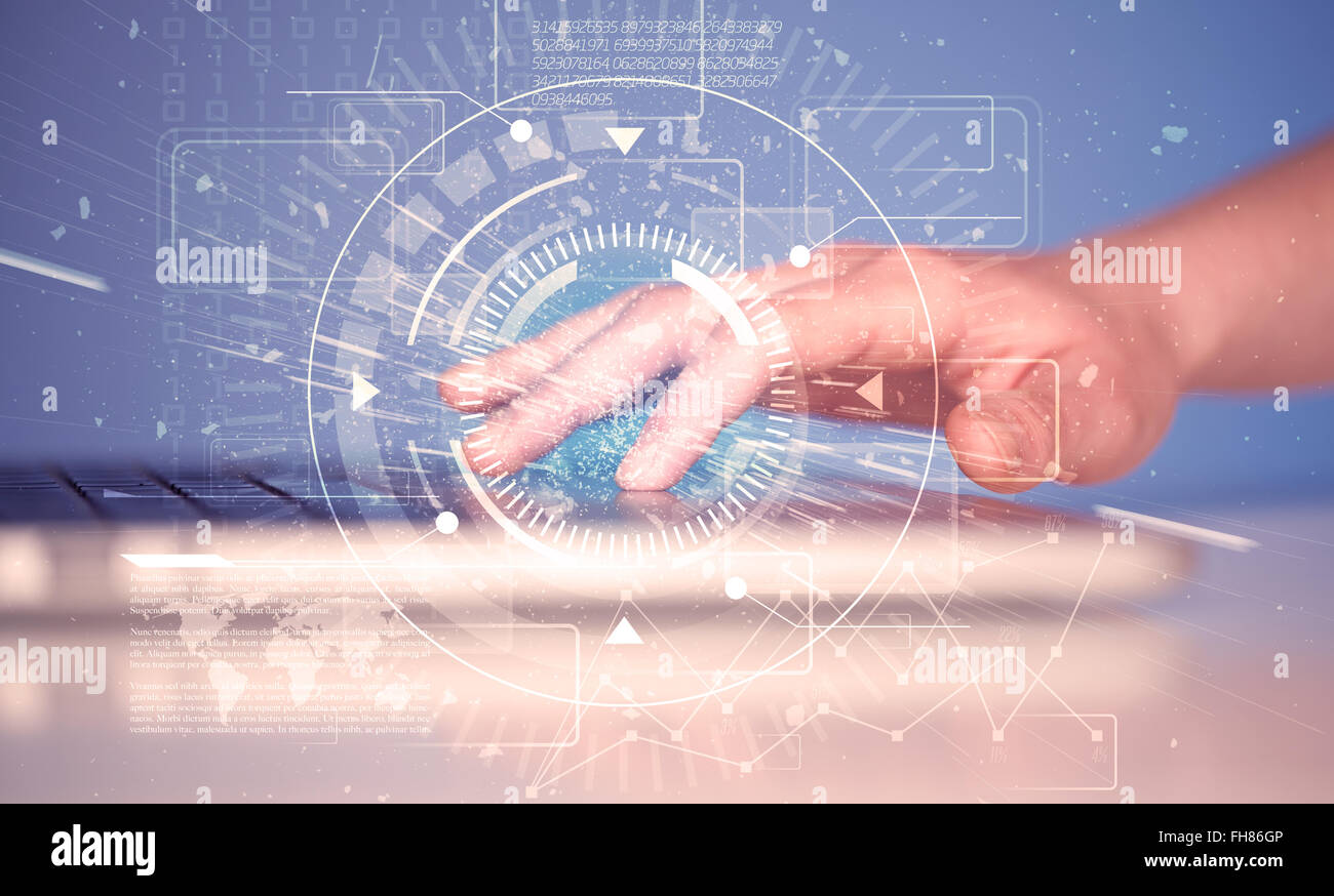 Keyboard with high tech user interface graphic Stock Photo - Alamy