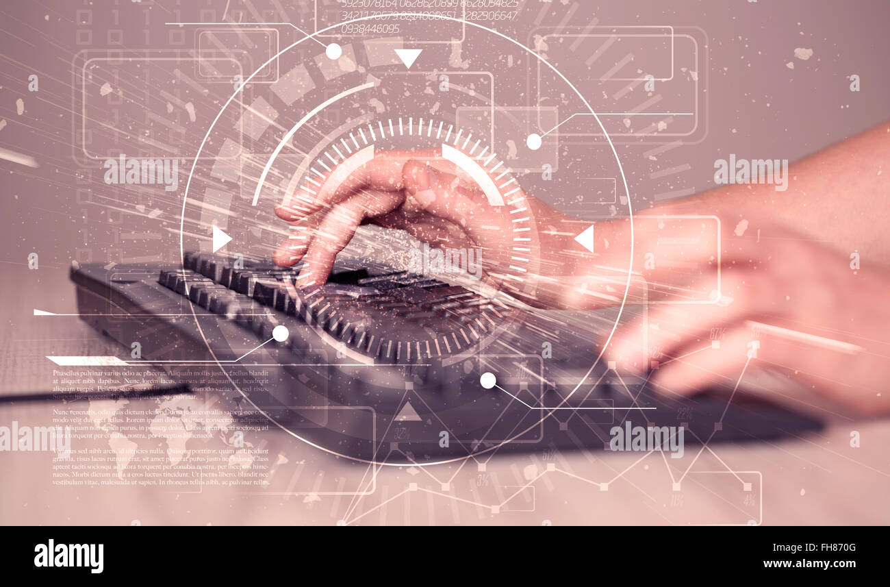 Keyboard with high tech user interface graphic Stock Photo - Alamy