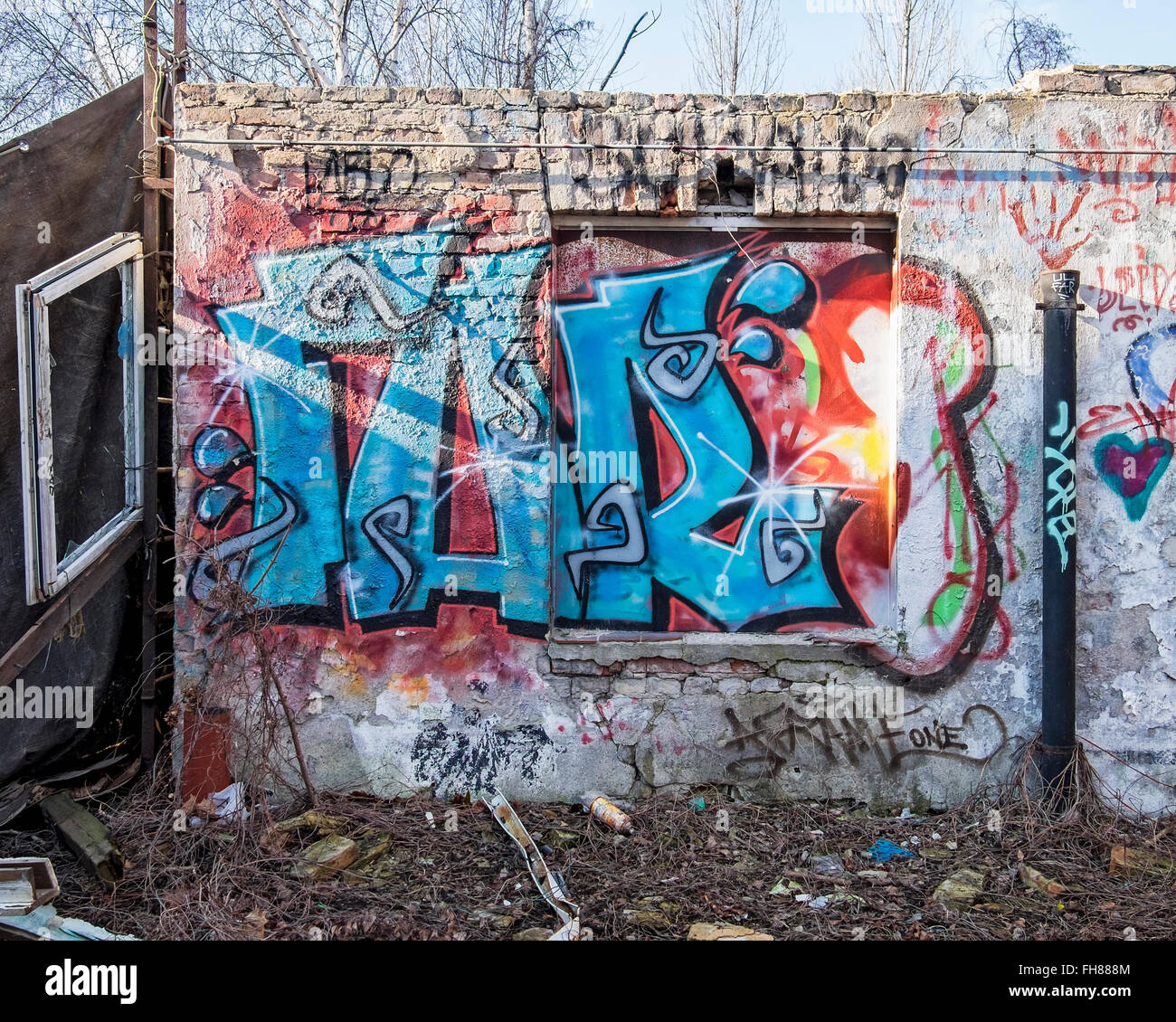 Güterbahnhof train station, Pankow, Berlin. Dilapidated graffiti ...