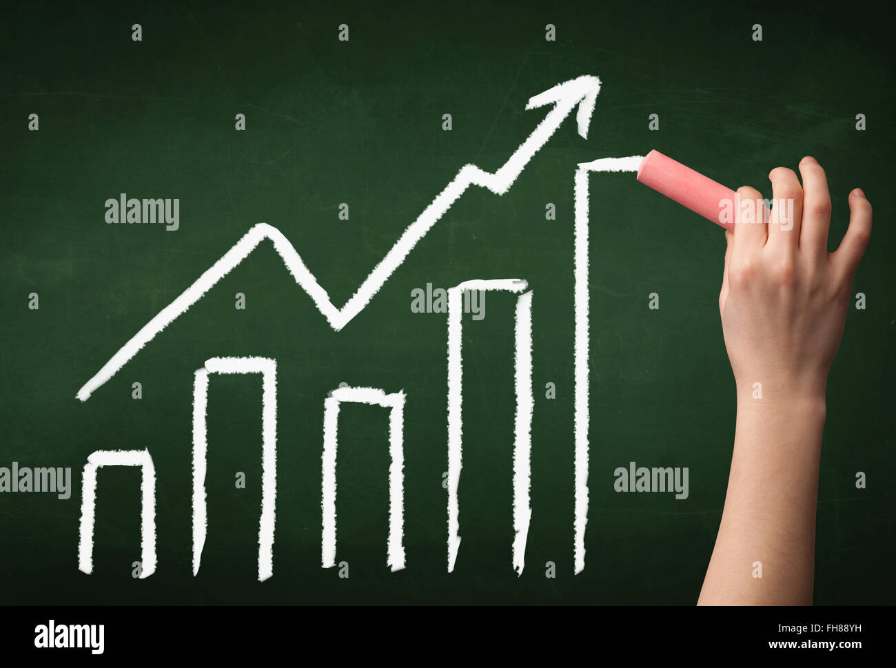 Hand drawing graph on blackboard Stock Photo - Alamy