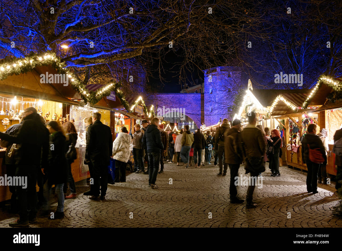 German Christmas markets at night, Sendlinger tor, Munich, Upper ...