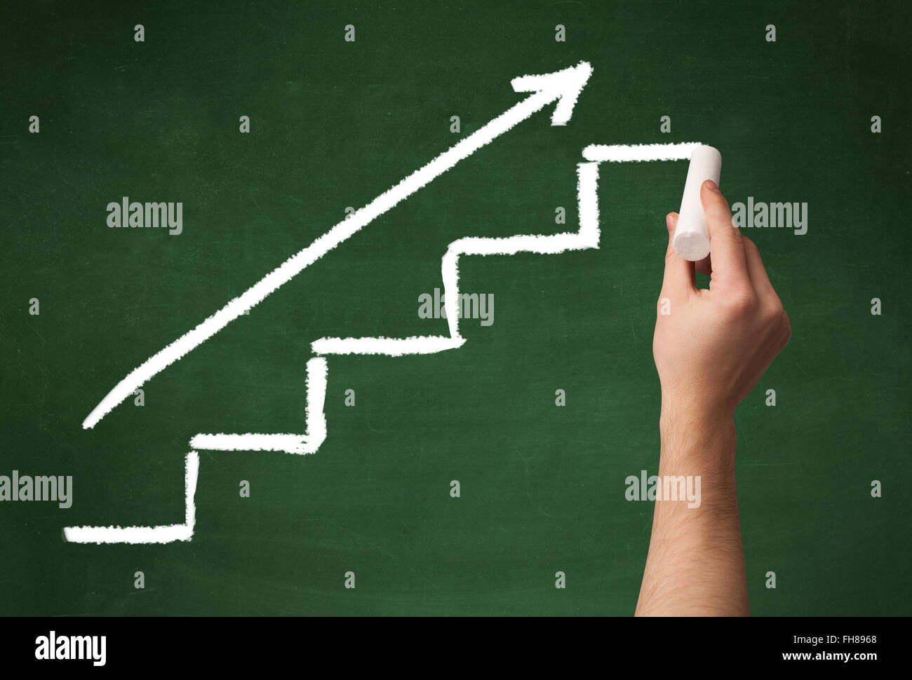Hand drawing steps on blackboard Stock Photo - Alamy