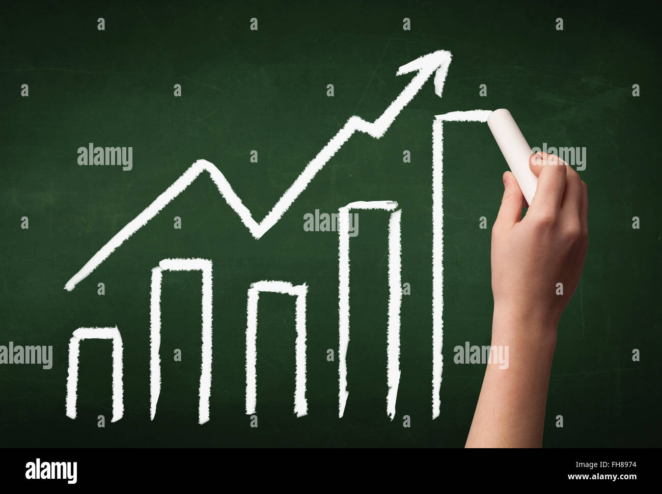Hand drawing graph on blackboard Stock Photo - Alamy