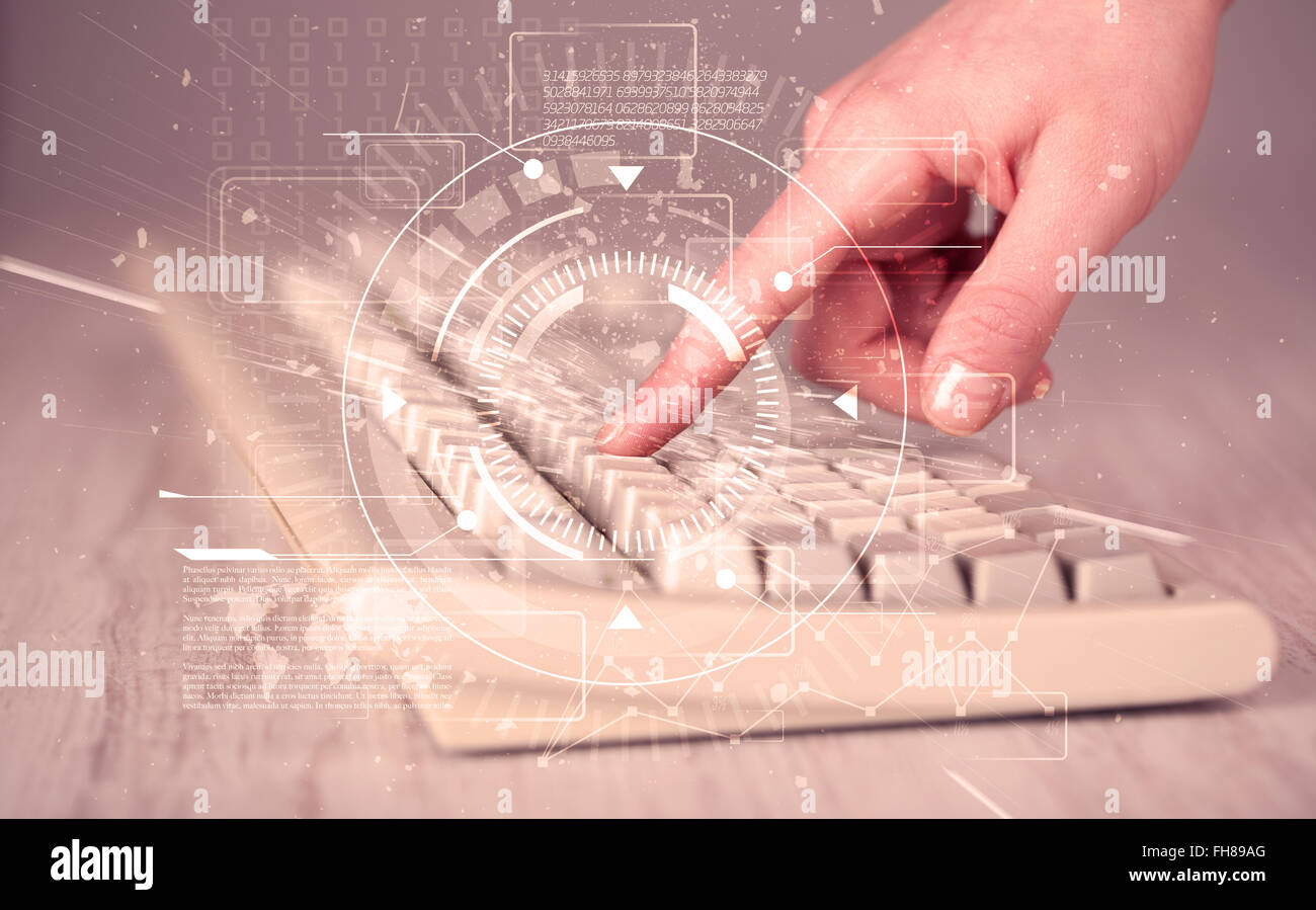 Keyboard with high tech user interface graphic Stock Photo - Alamy