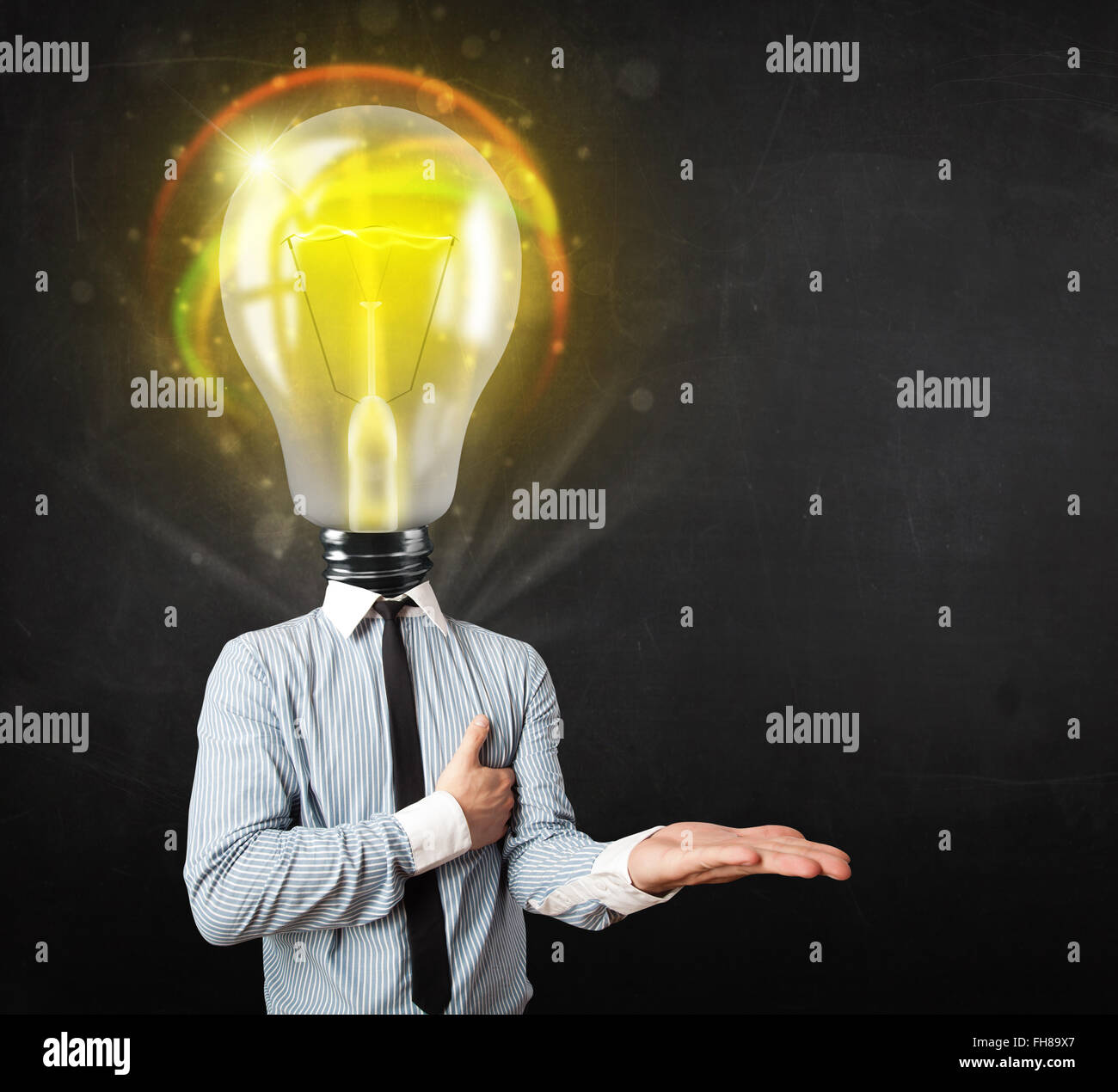 Business man with light bulb head concept Stock Photo - Alamy