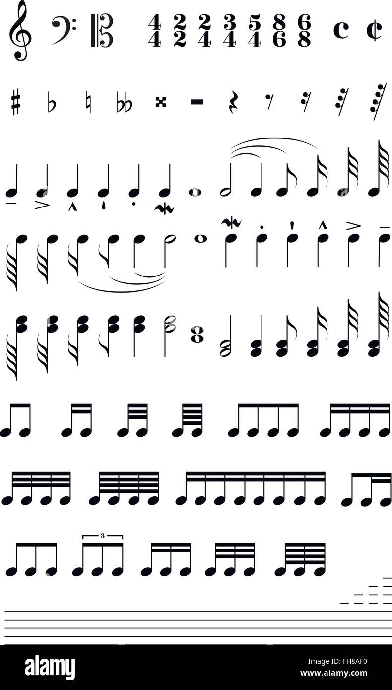 Music signs and note stave isolated on white Stock Vector Image & Art ...