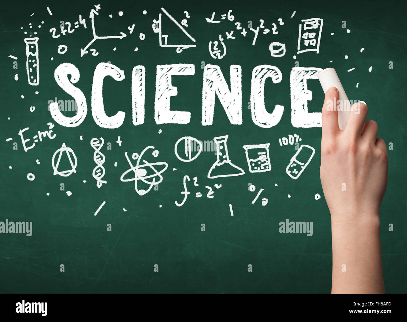 Mature science person drawing on board Stock Photo - Alamy