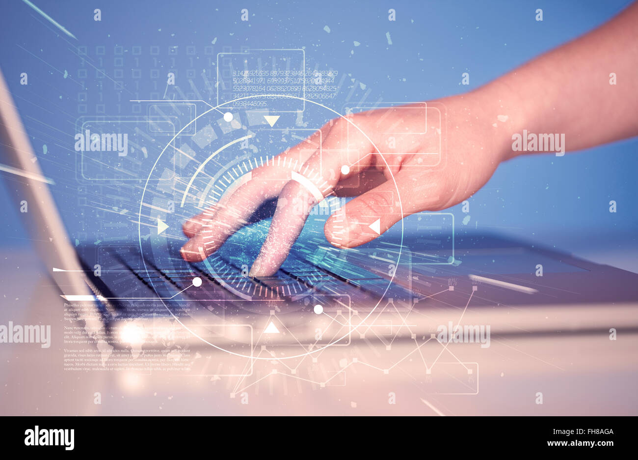 Keyboard with high tech user interface graphic Stock Photo - Alamy