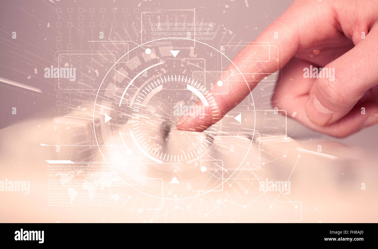 Keyboard with high tech user interface graphic Stock Photo - Alamy