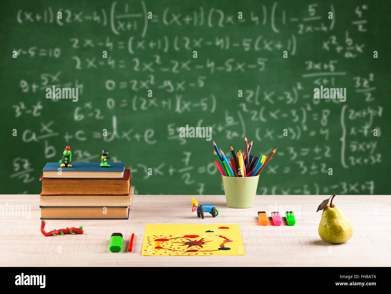 Math class from student school desk Stock Photo - Alamy