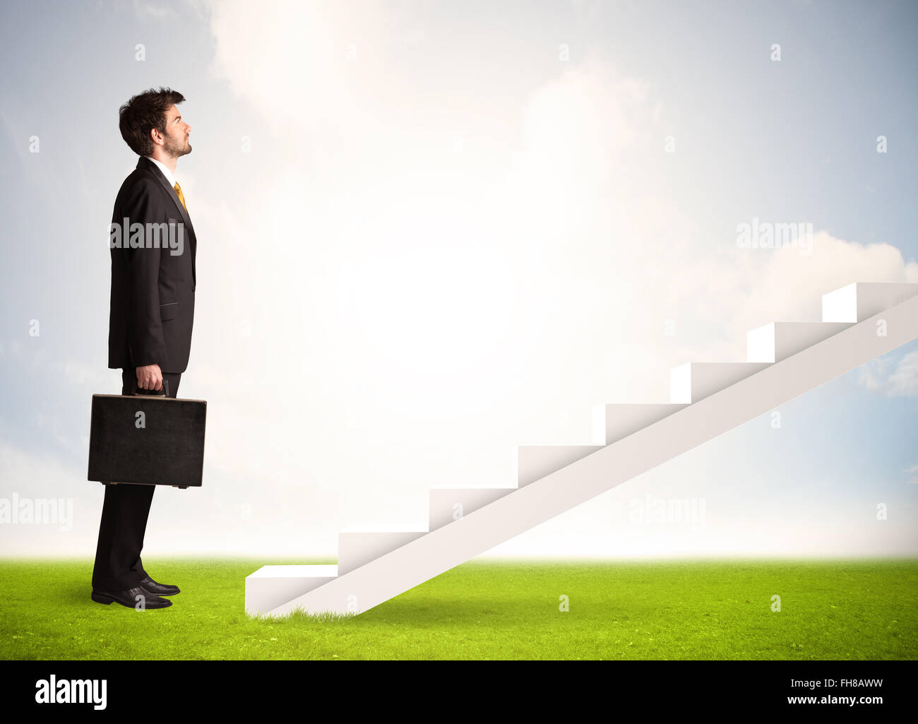 Person climbing up steps hi-res stock photography and images - Alamy