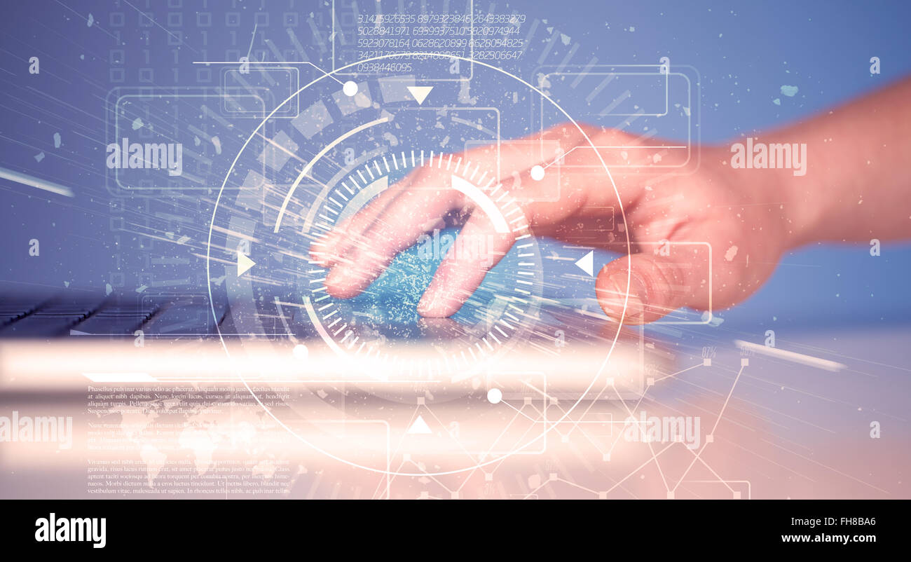 Keyboard with high tech user interface graphic Stock Photo - Alamy