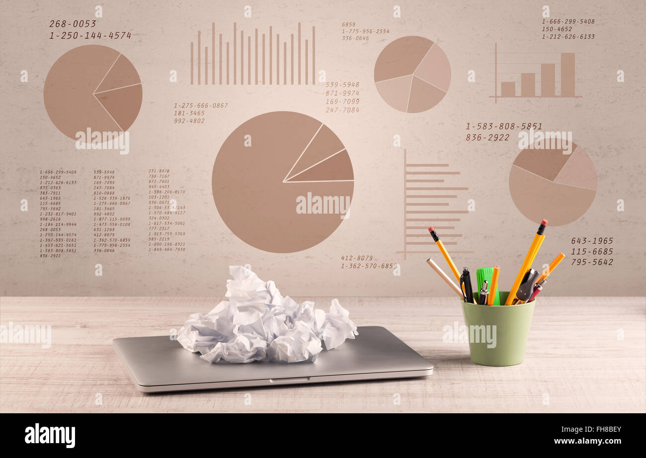 Pie chart graph office desk Stock Photo - Alamy