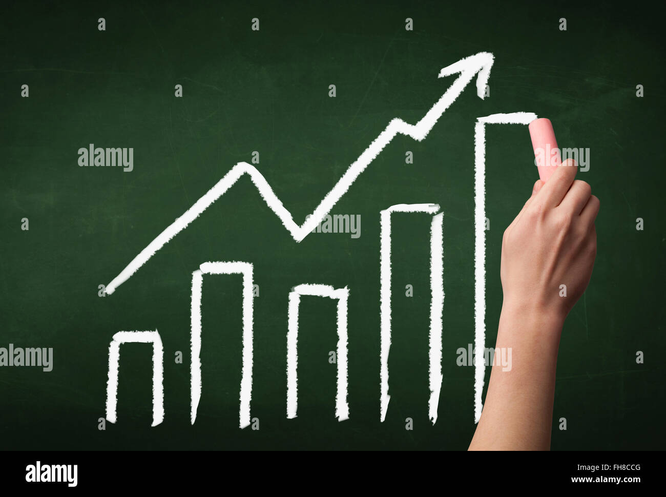 Hand drawing graph on blackboard Stock Photo - Alamy