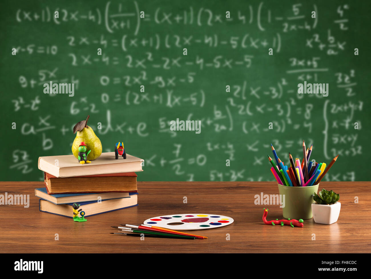 Math class from student school desk Stock Photo - Alamy