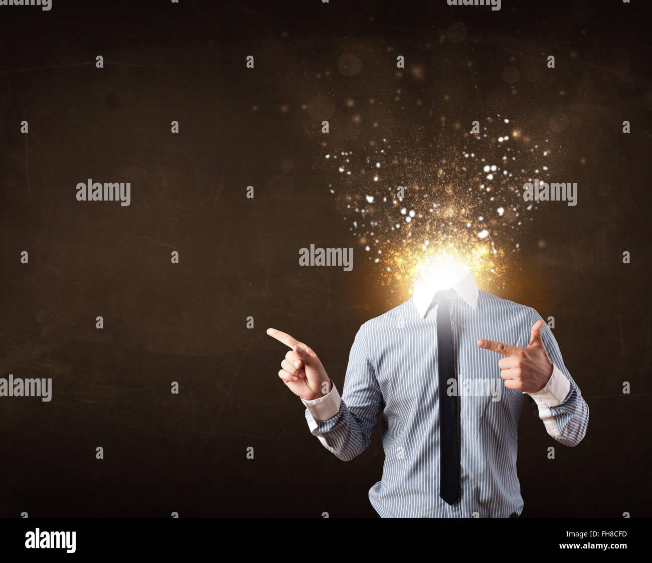 Business man with glowing exploding head Stock Photo - Alamy