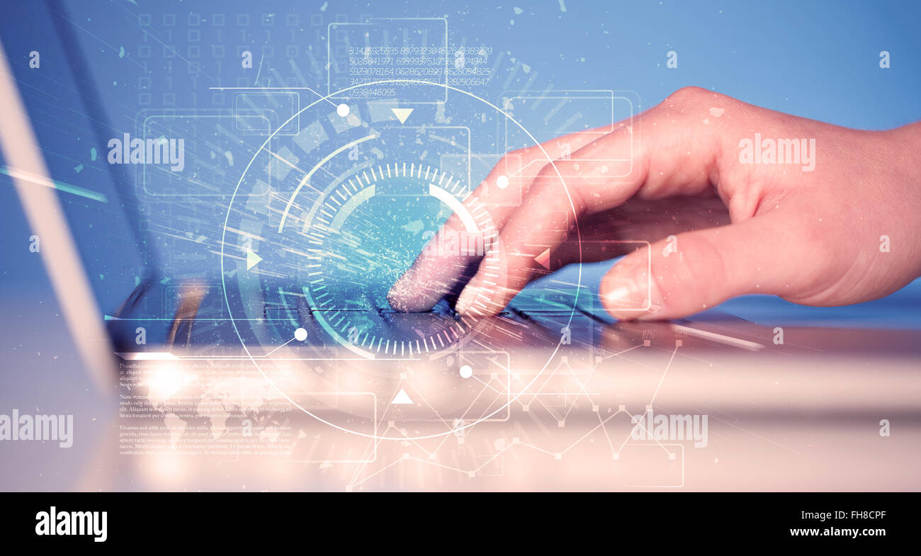 Keyboard with high tech user interface graphic Stock Photo - Alamy