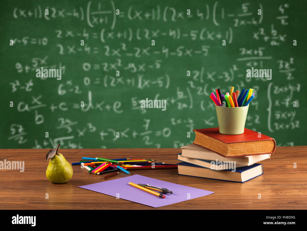 Math class from student school desk Stock Photo - Alamy