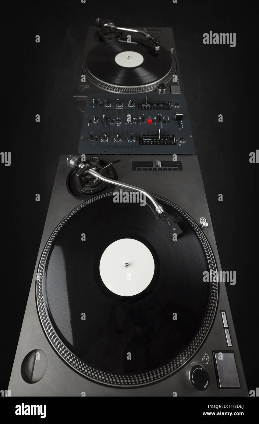 Turntable playing vinyl close up with needle on the record Stock Photo ...