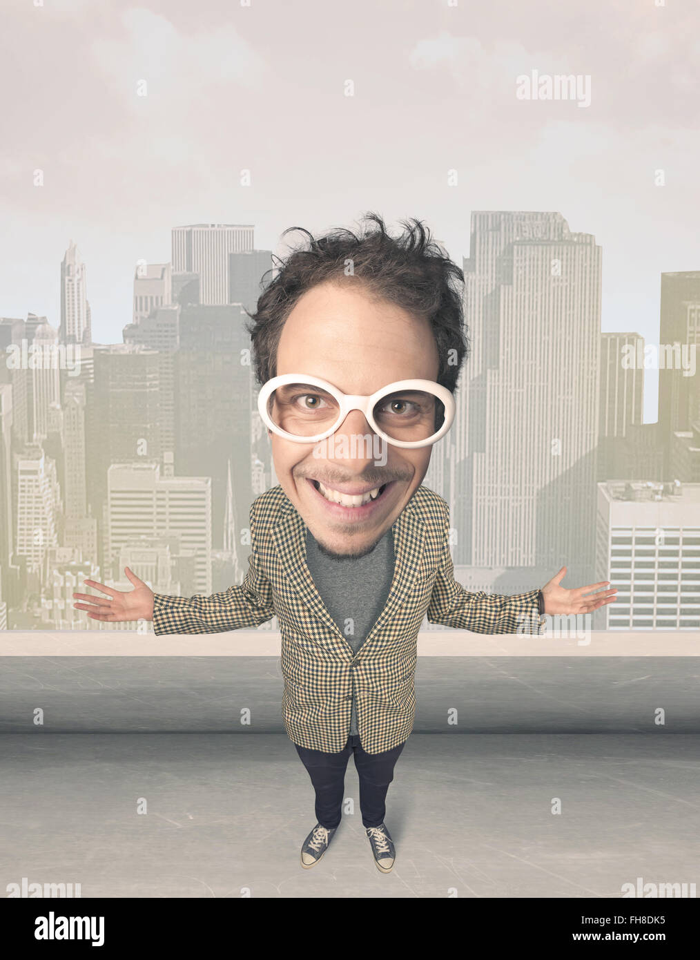 Person with big head Stock Photo - Alamy