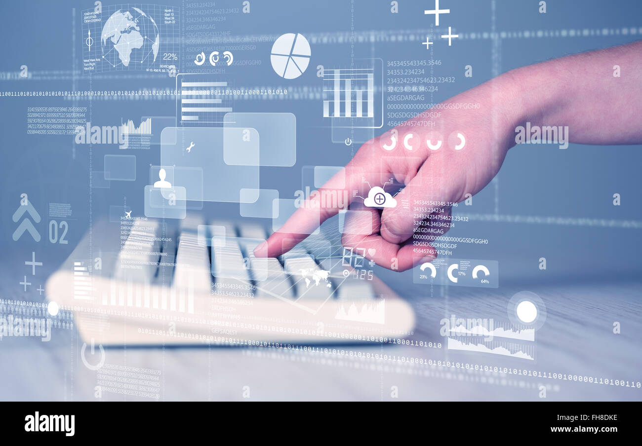 Keyboard technology button pressed hand hi-res stock photography and ...